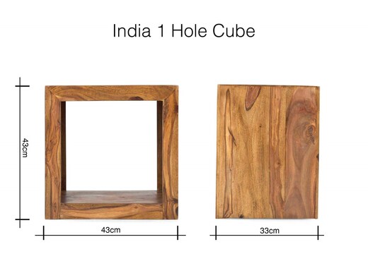 Interiors | One Hole Sheesham Wood Cube Bookcase - India