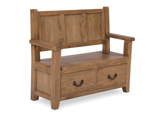 Interiors | Two Drawer Oak Hall Bench - Normandy