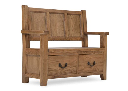 Interiors | Two Drawer Oak Hall Bench - Normandy