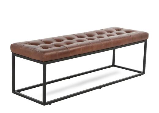 Interiors | Light Brown Leather Bench - Clyde