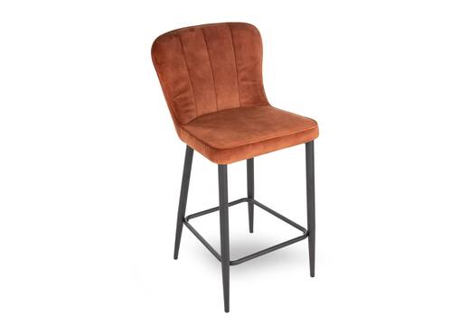 Interiors | Rust Brown Velvet Bar Stool - Heuston