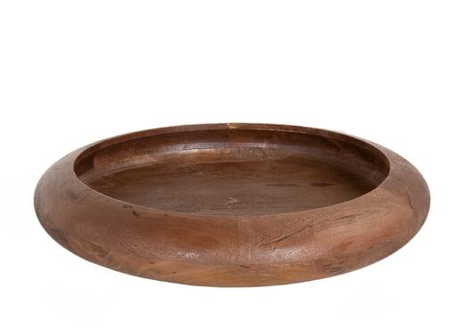 Interiors | Large Round Brown Wood Dish - Osida